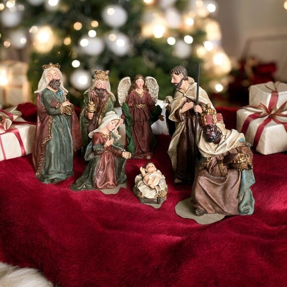 Unbranded | Holiday | Handpainted 8piece Nativity Scene Figurine Set ...